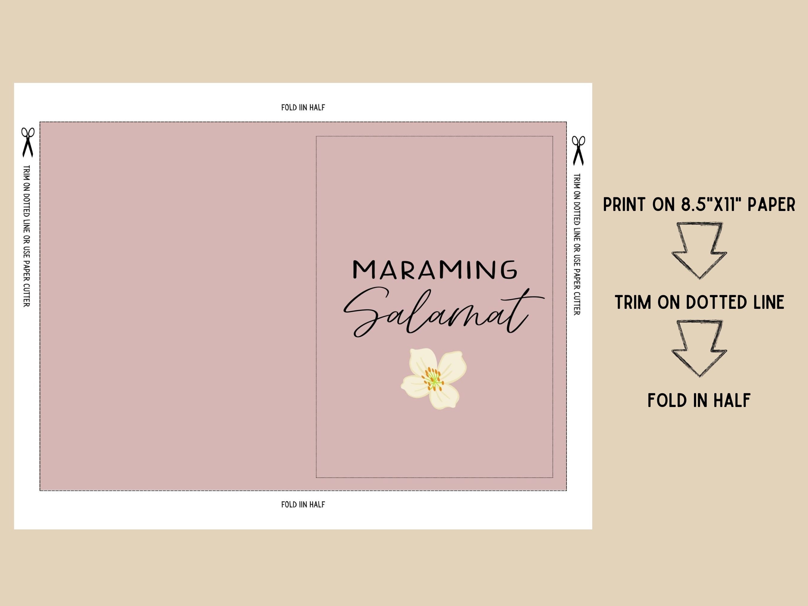 4 Printable Filipino Salamat Thank You Cards Bundle | Instant Download ...