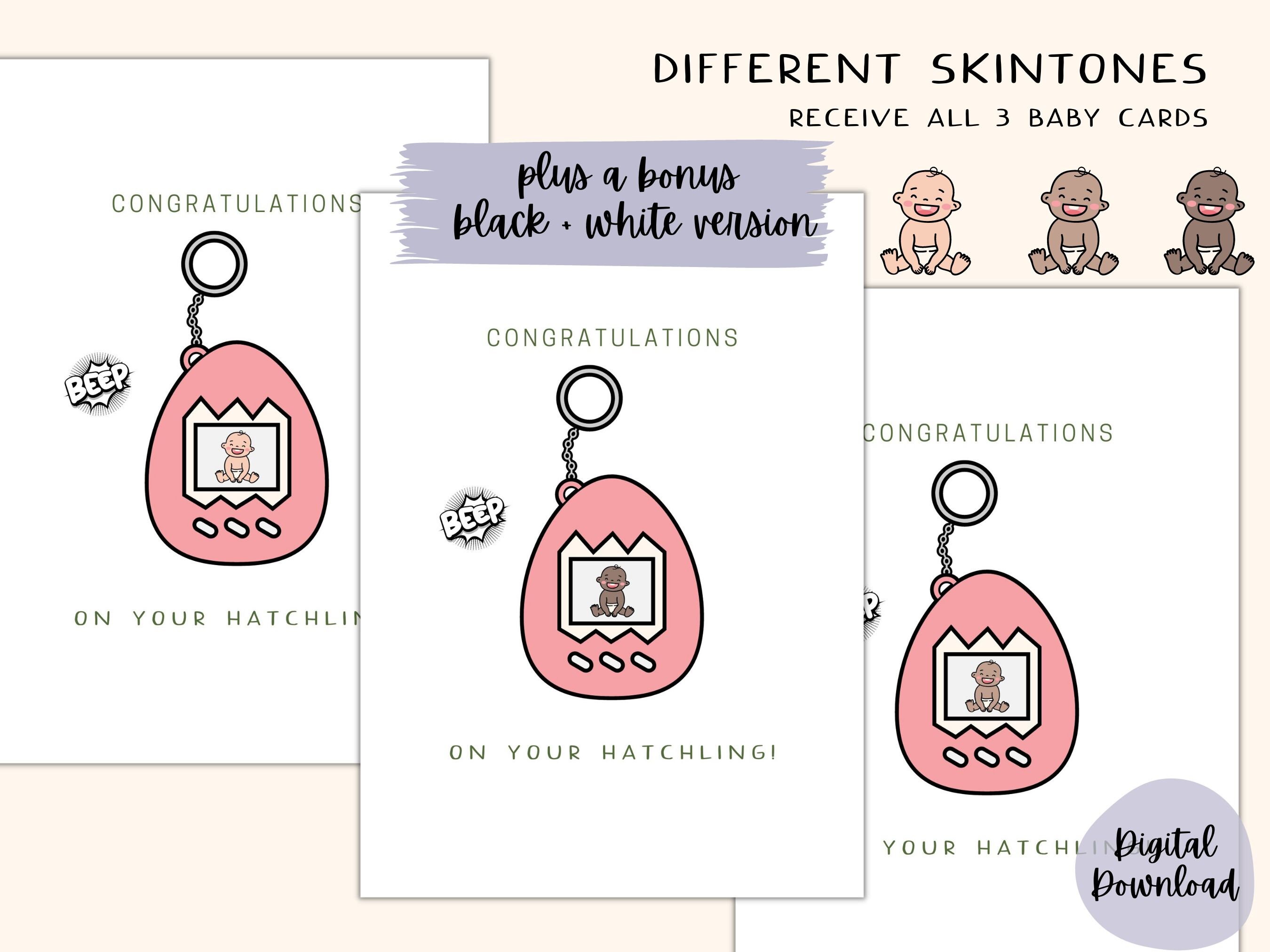 Printable Congratulations New Baby Greeting Card Tamagotchi Baby New ...