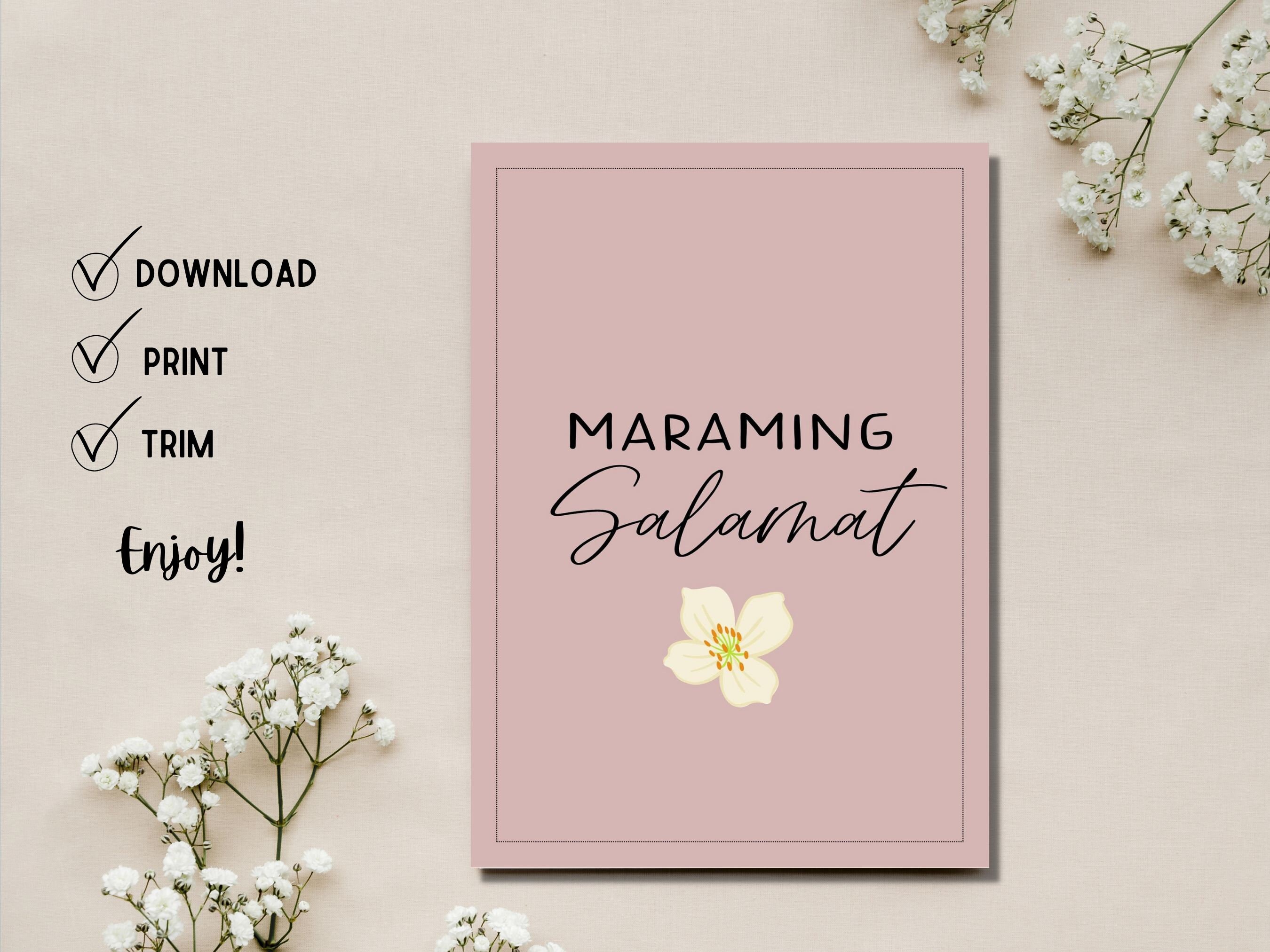 4 Printable Filipino Salamat Thank You Cards Bundle | Instant Download ...
