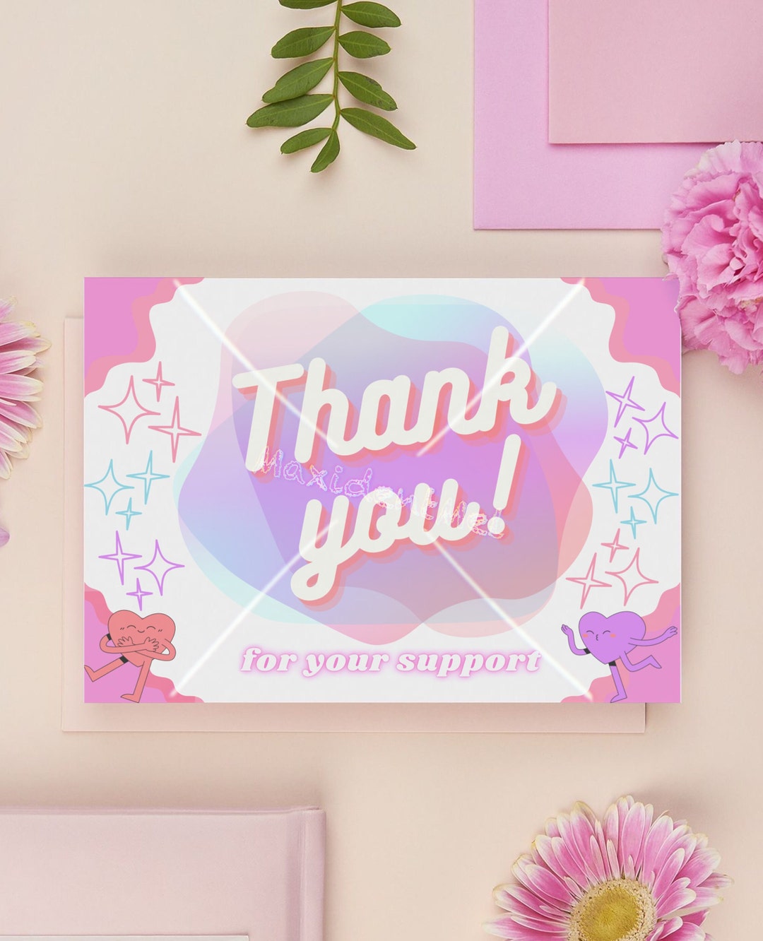 Neon Thank You Card Download - Etsy