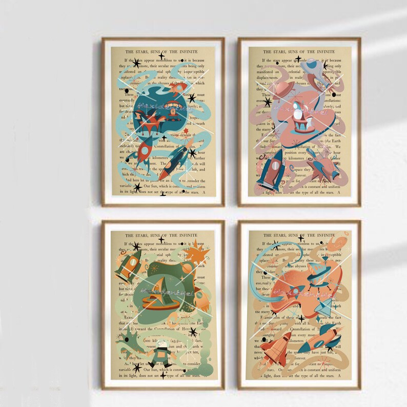 Retro Vintage Space Art Print - Etsy