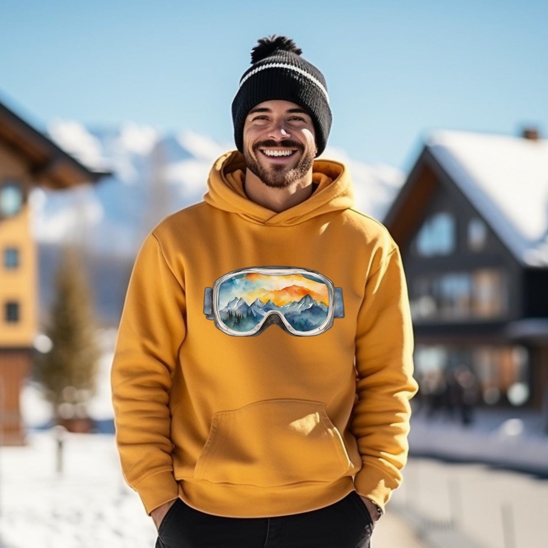 Ski Goggles Sweatshirt Watercolor Unisex Ski Goggle Hoodie Men's ...