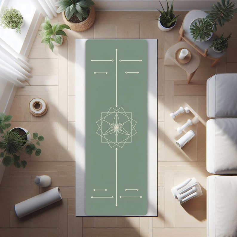 Yoga Mat With Alignment Markings Position Marking Yoga Mat Pose Guide ...