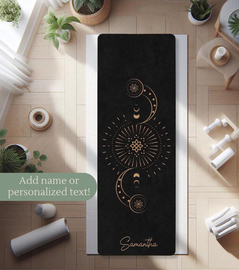 Celestial Yoga Mat Microfiber Hot Yoga Mat Moon Phase Gym Mat Custom ...