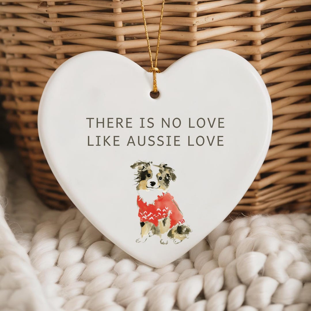 Personalized Australian Shepard Heart Ornament - Personal Message Dog ...