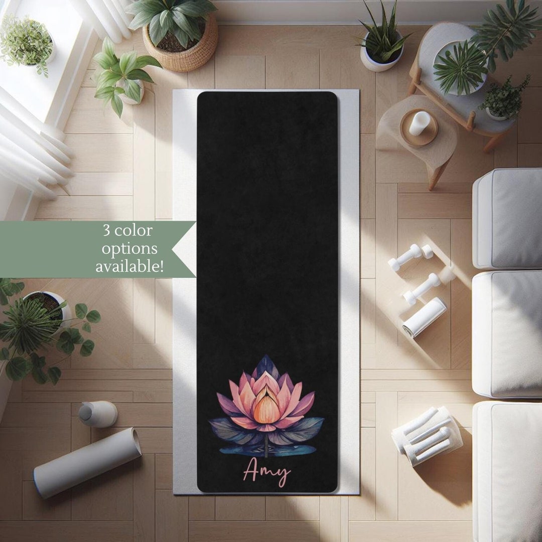 Personalized Lotus Flower Yoga Mat Custom Name Yoga Mat Graphic Design ...
