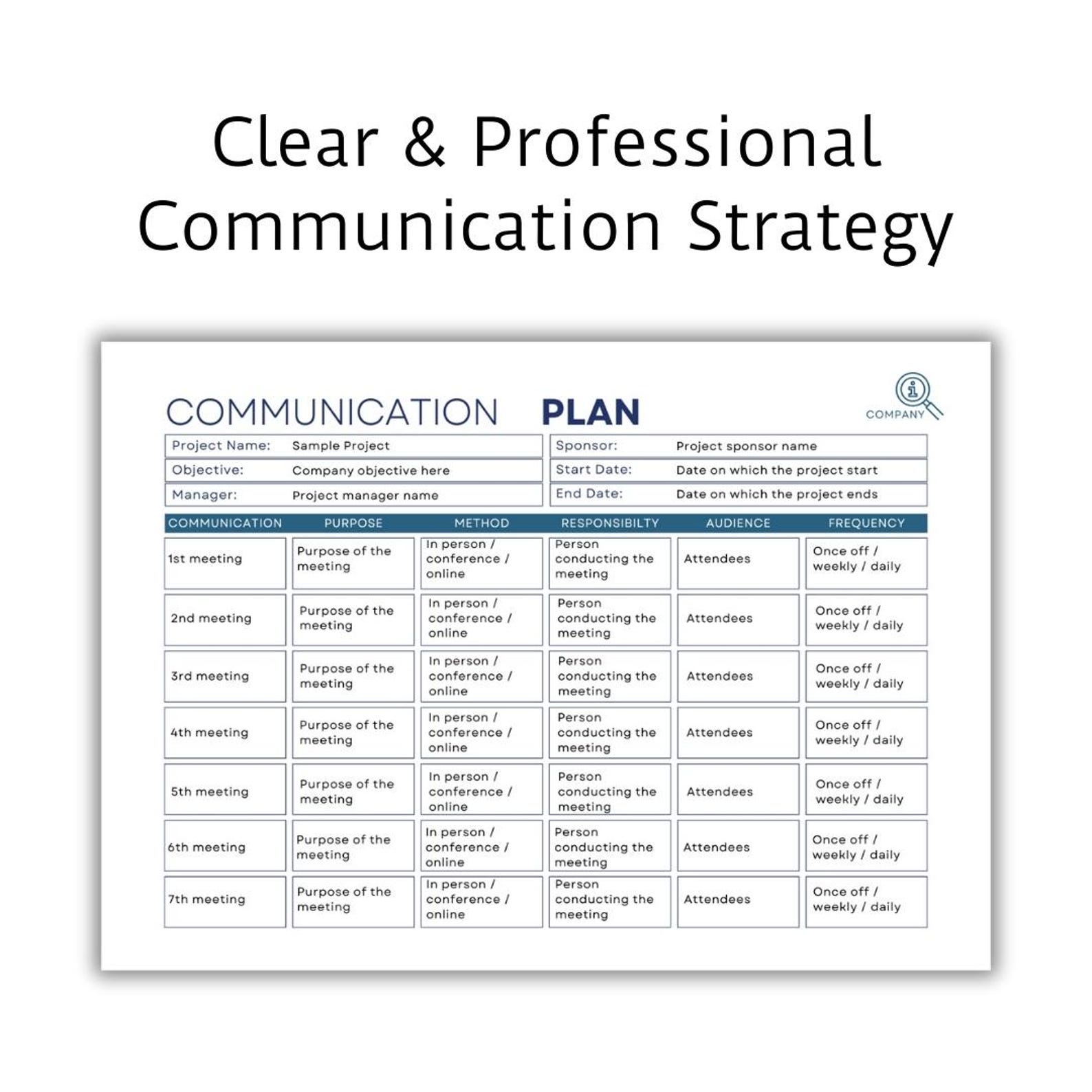 Company Communication Plan Template | Project Communication Management ...