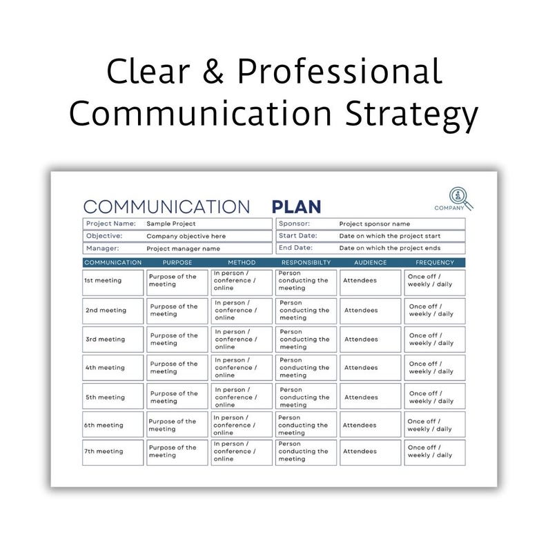 Company Communication Plan Template | Project Communication Management ...