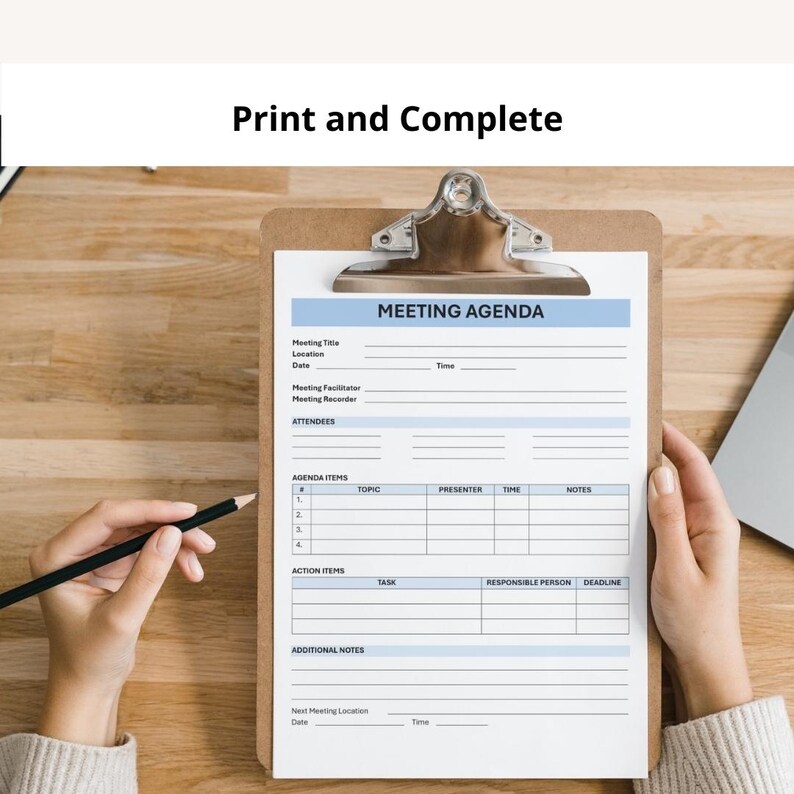 Meeting Agenda Template, Editable Microsoft Word Document, Adobe ...
