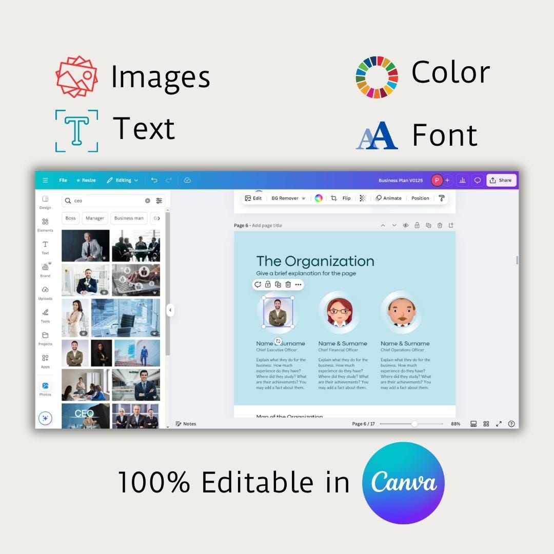 Editable Business Plan Template: Canva Design (instant Download) - Etsy