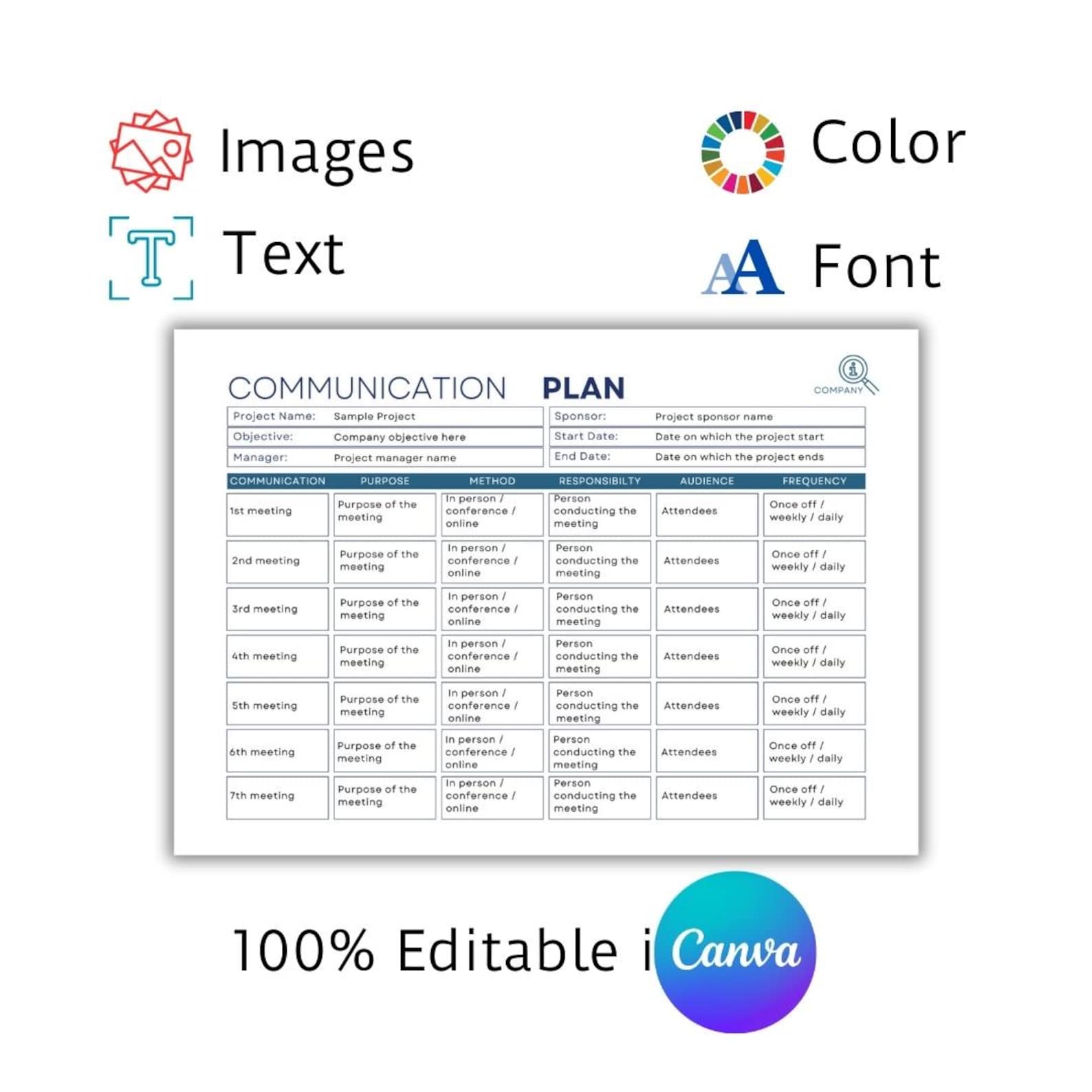 Company Communication Plan Template | Project Communication Management ...