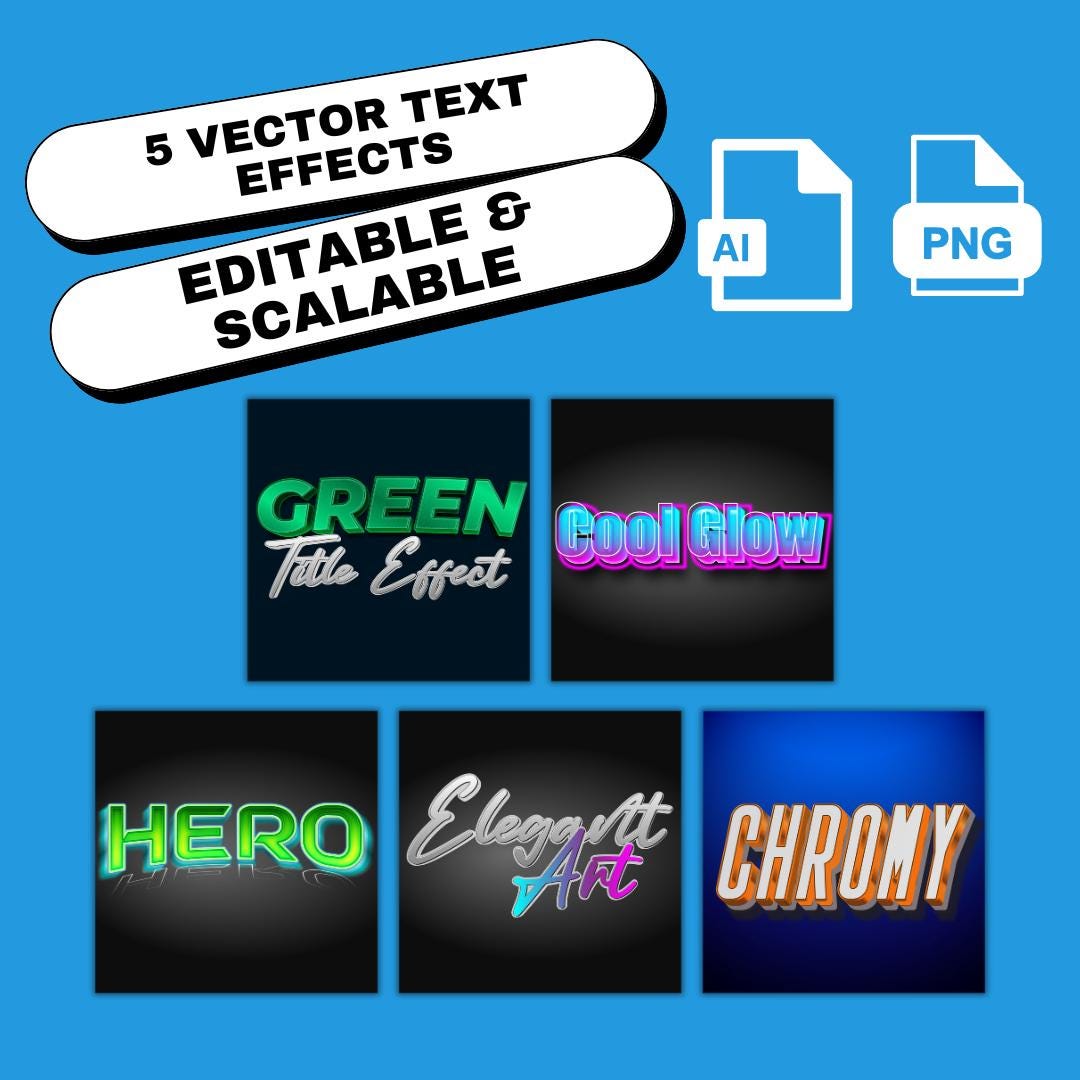 Adobe Illustrator 3D Text Effects Bundle | Editable Font | Fully Scalable | Premium Text Effects ...