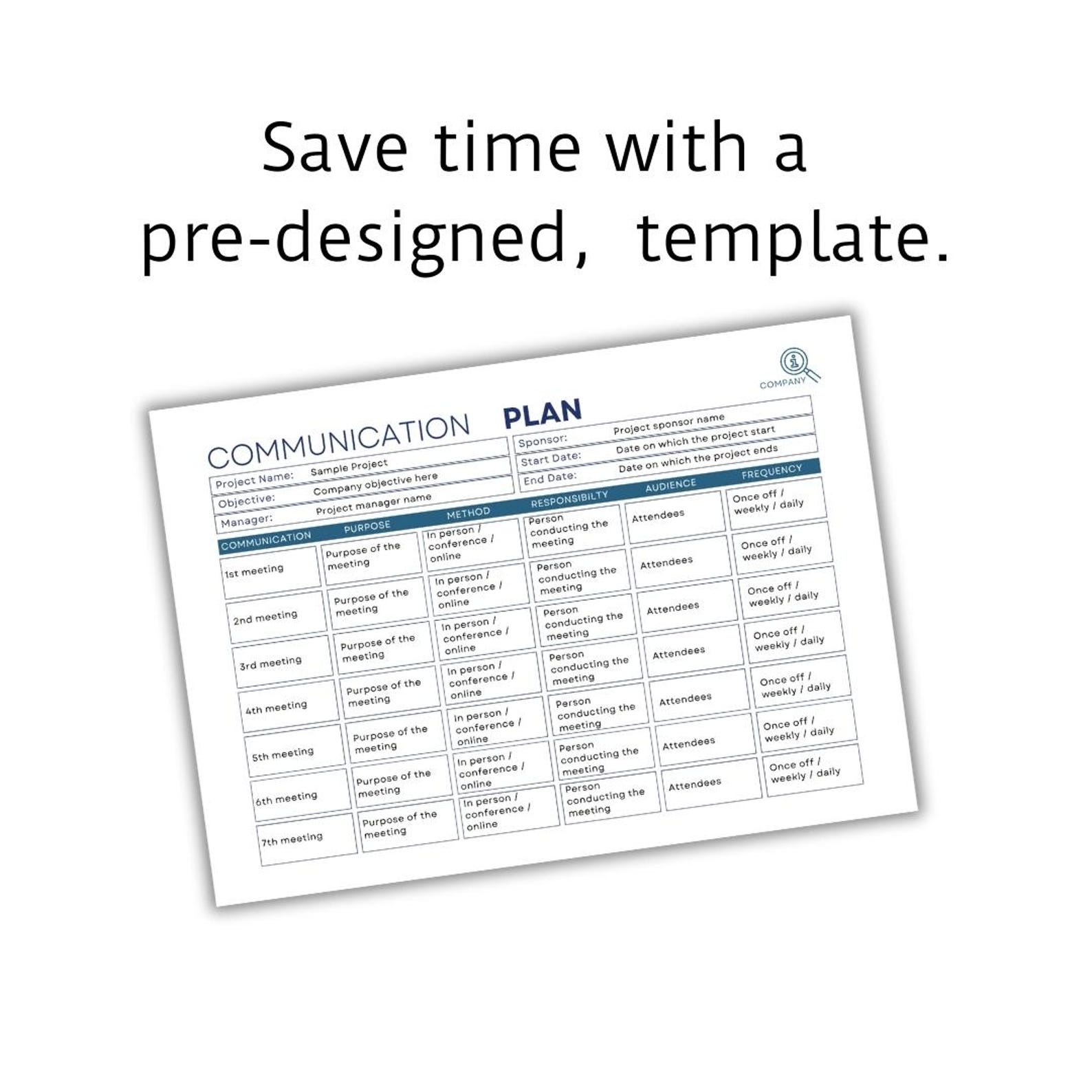 Company Communication Plan Template | Project Communication Management ...