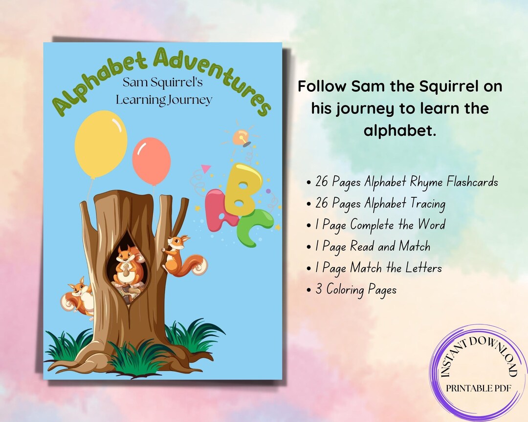 Alphabet Learning Pack for Kids Flashcards Tracing Pages Matching ...