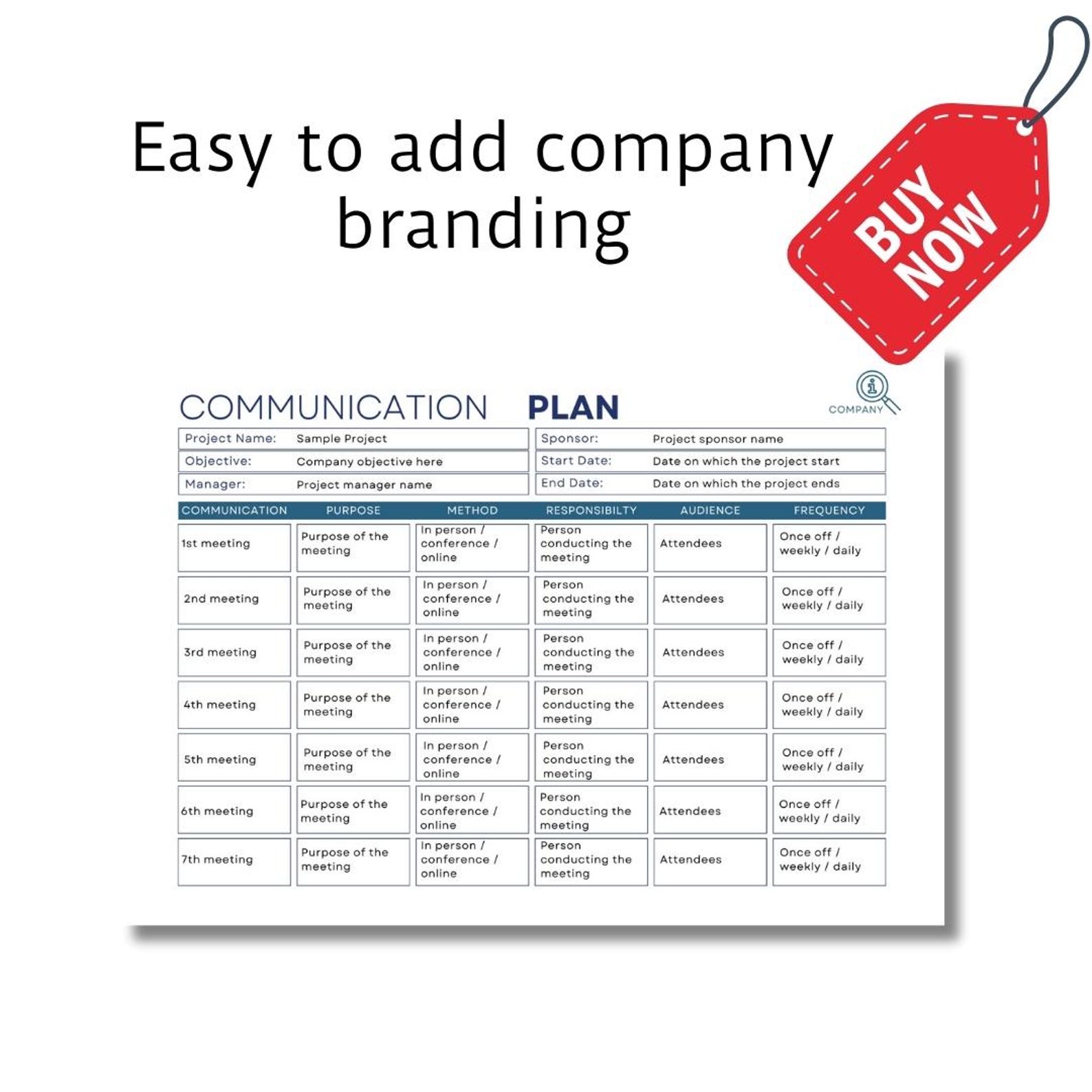 Company Communication Plan Template | Project Communication Management ...