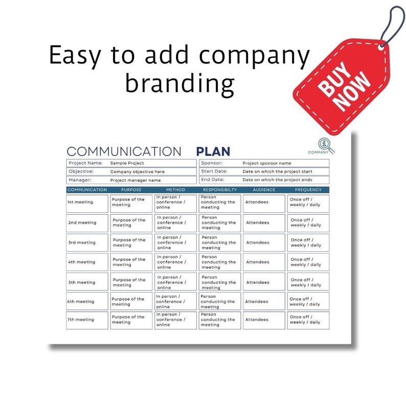 Company Communication Plan Template | Project Communication Management ...