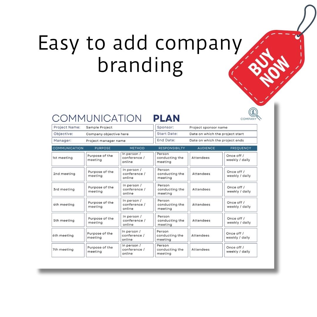 Company Communication Plan Template | Project Communication Management ...