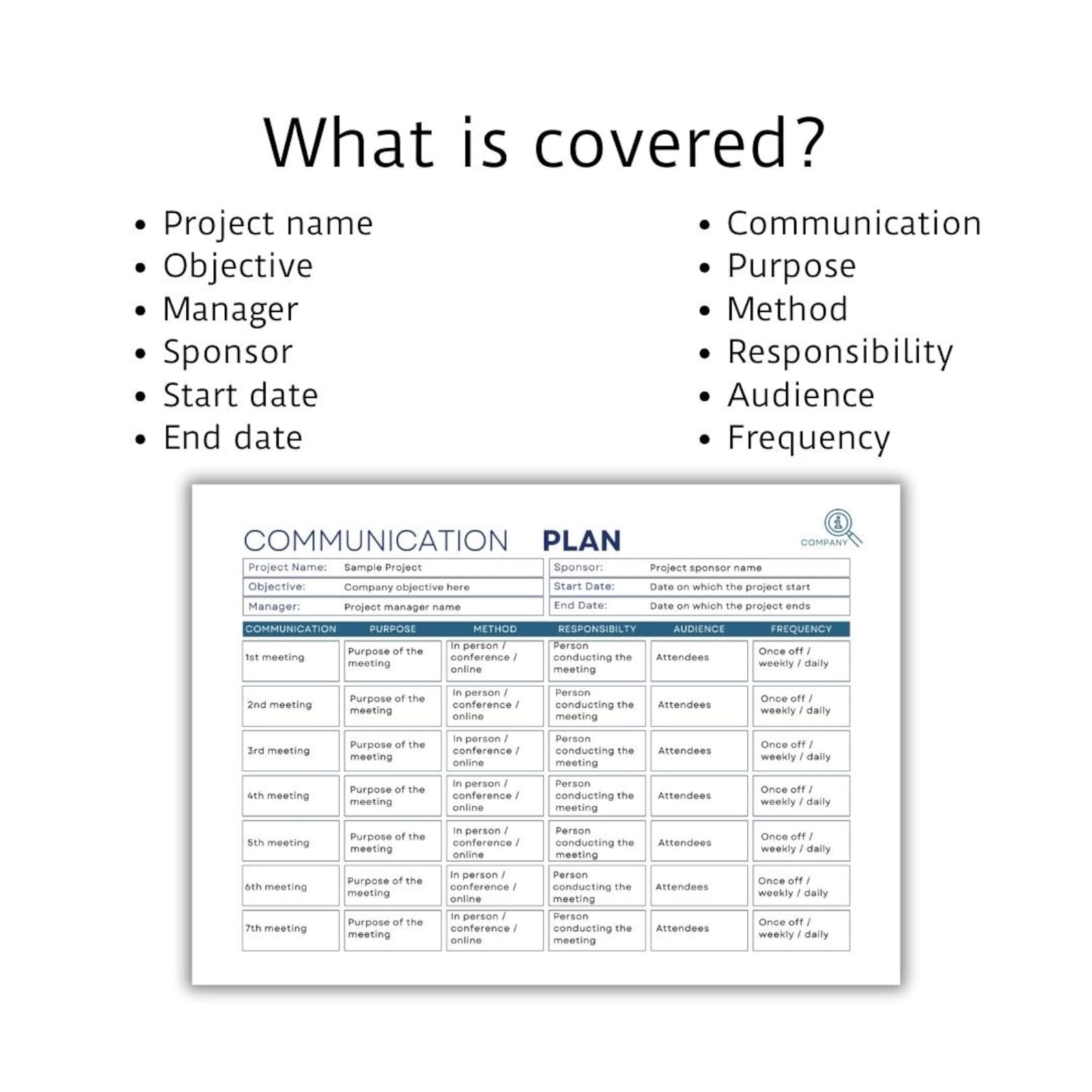 Company Communication Plan Template | Project Communication Management ...