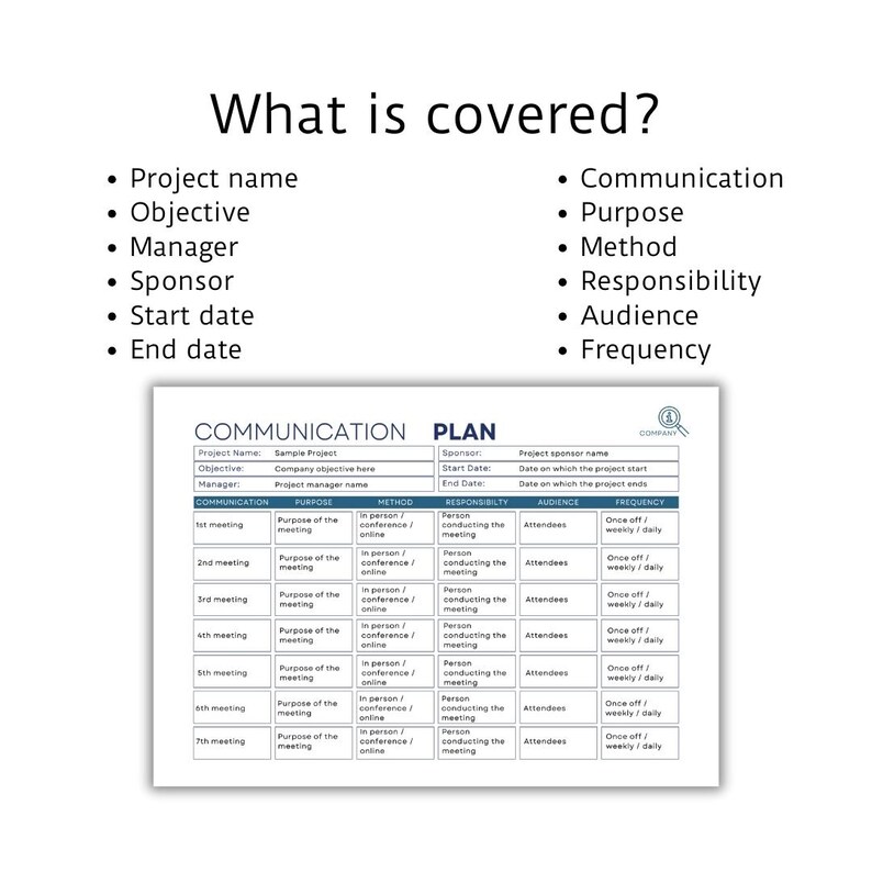 Editable Company Communication Plan Template (canva) - Etsy