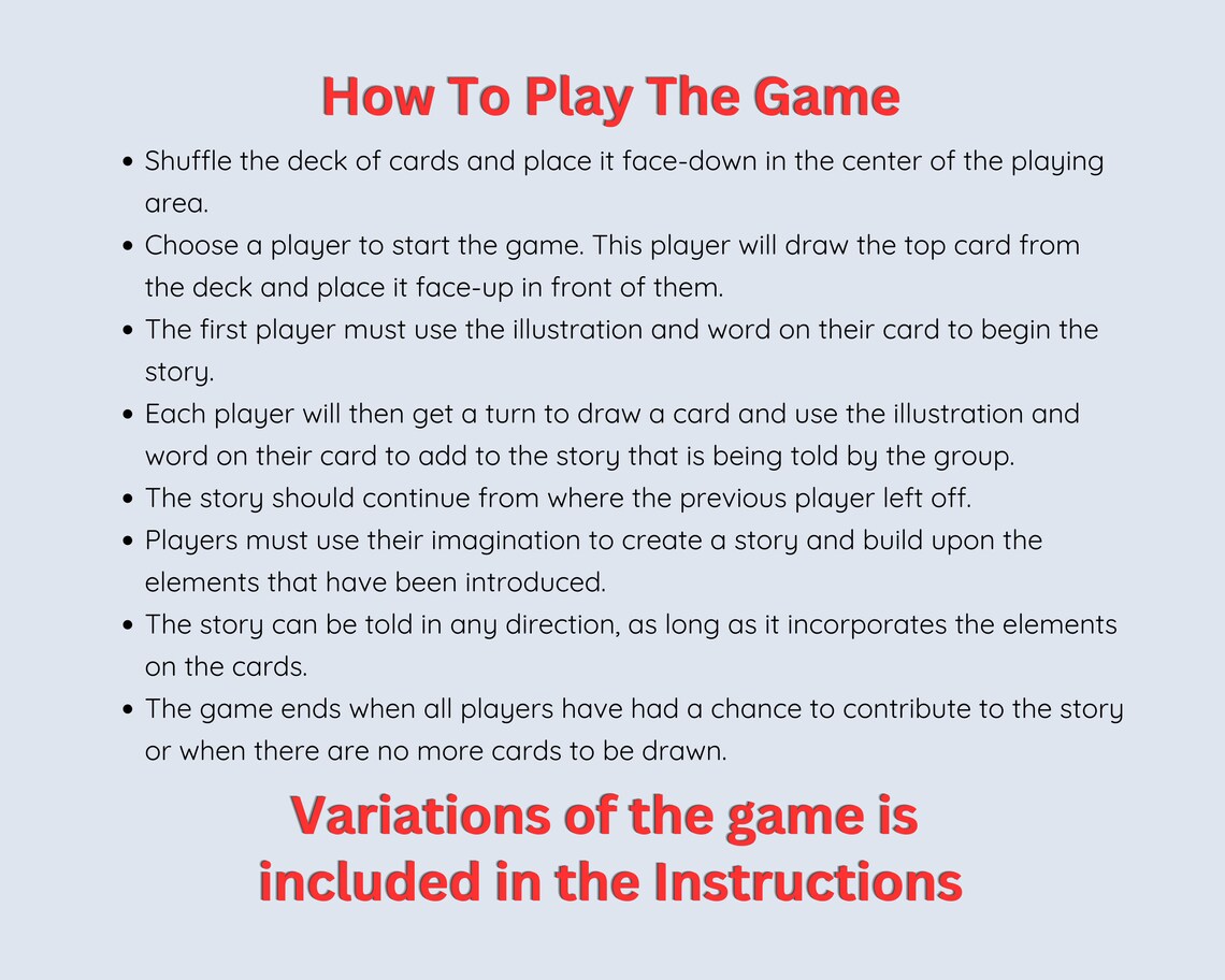 Story Telling Card Game Story Telling Flashcards Homeschool Printable ...