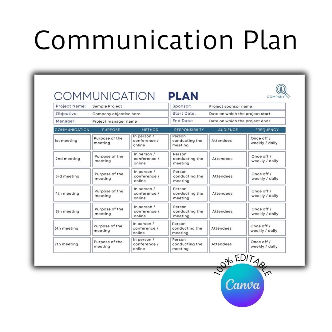 Company Communication Plan Template | Project Communication Management ...