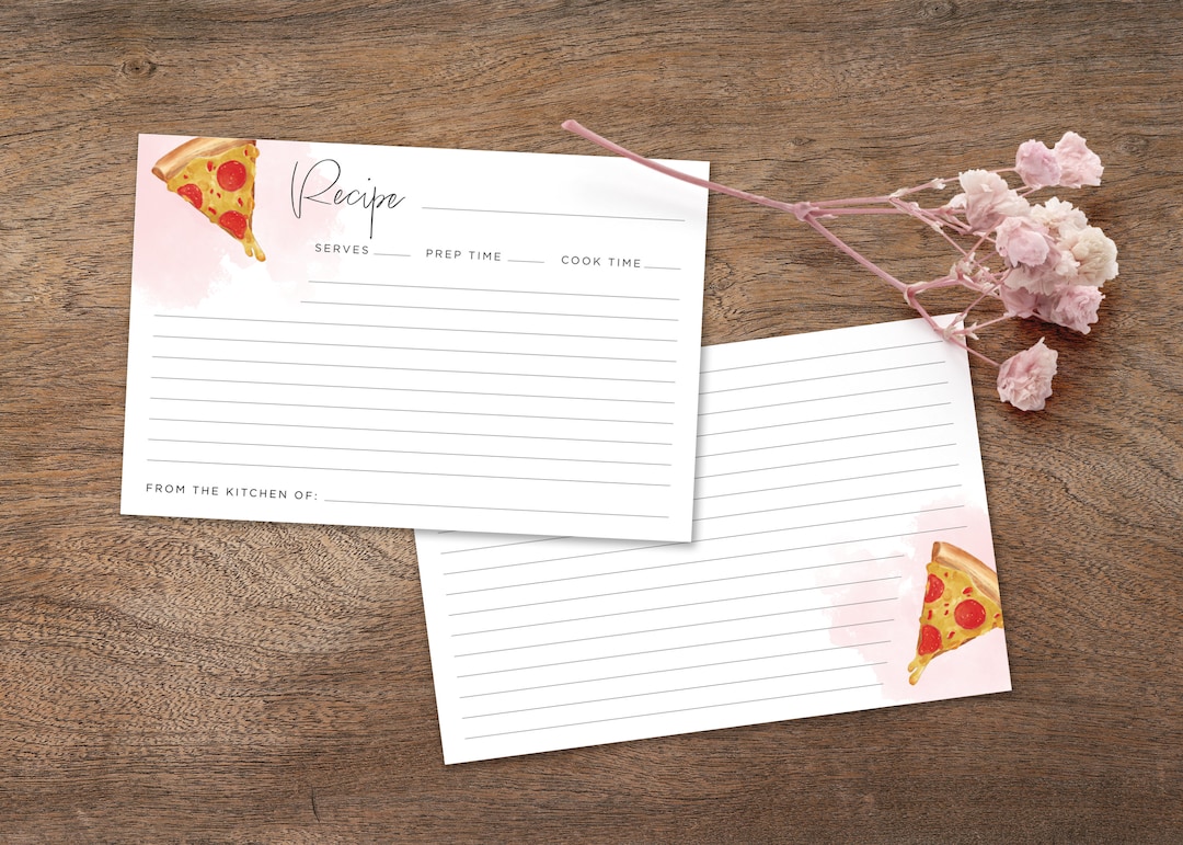Pink Pizza Recipe Cards - Etsy