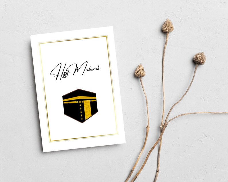 Hajj Mubarak Printable Greeting Card, Instant Download PDF, Minimalist ...