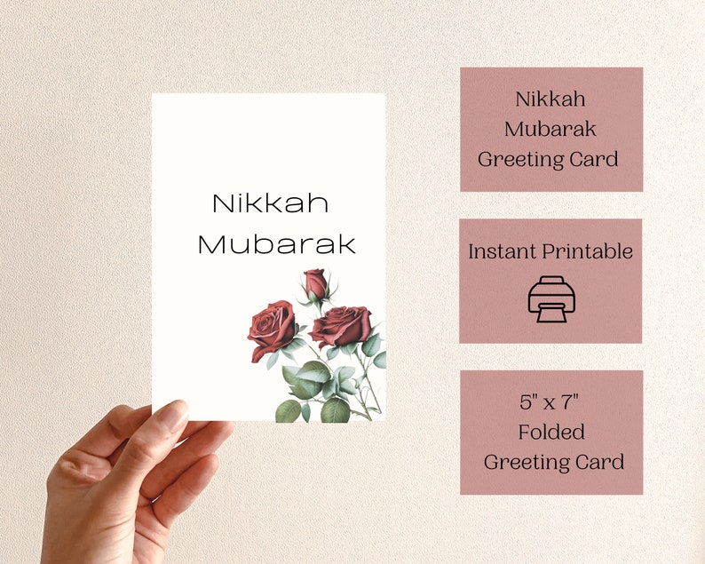 Nikkah Mubarak Printable Blank Greeting Card, Muslim Wedding Gift, Gift ...
