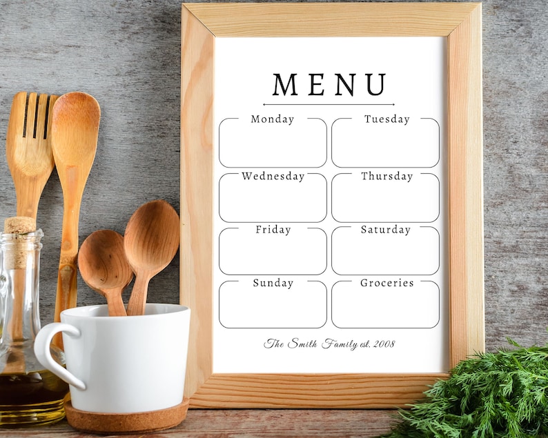 Menu Meal Planner Printable Weekly Planner Instant Download Editable ...