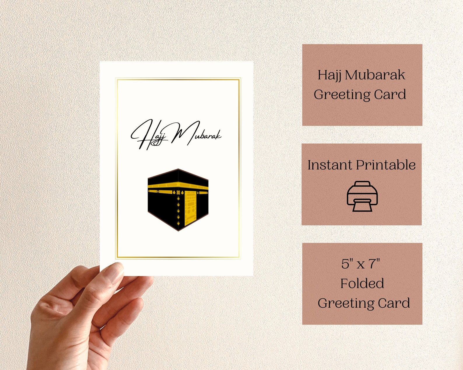 Hajj Mubarak Printable Greeting Card, Instant Download PDF, Minimalist ...