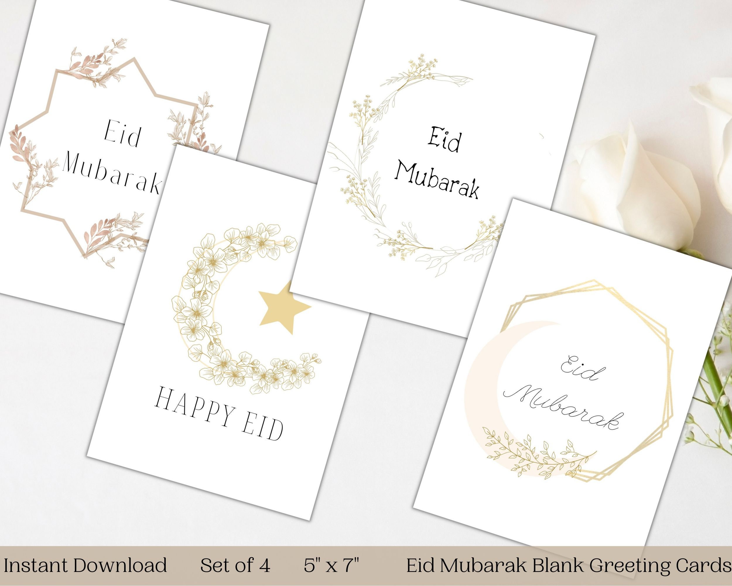 Printable Eid Mubarak Blank Greeting Custom Cards, Muslim Gifts ...