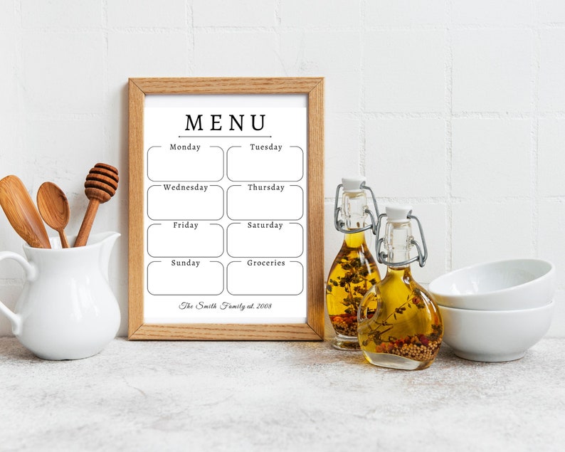 Menu Meal Planner Printable Weekly Planner Instant Download Editable ...
