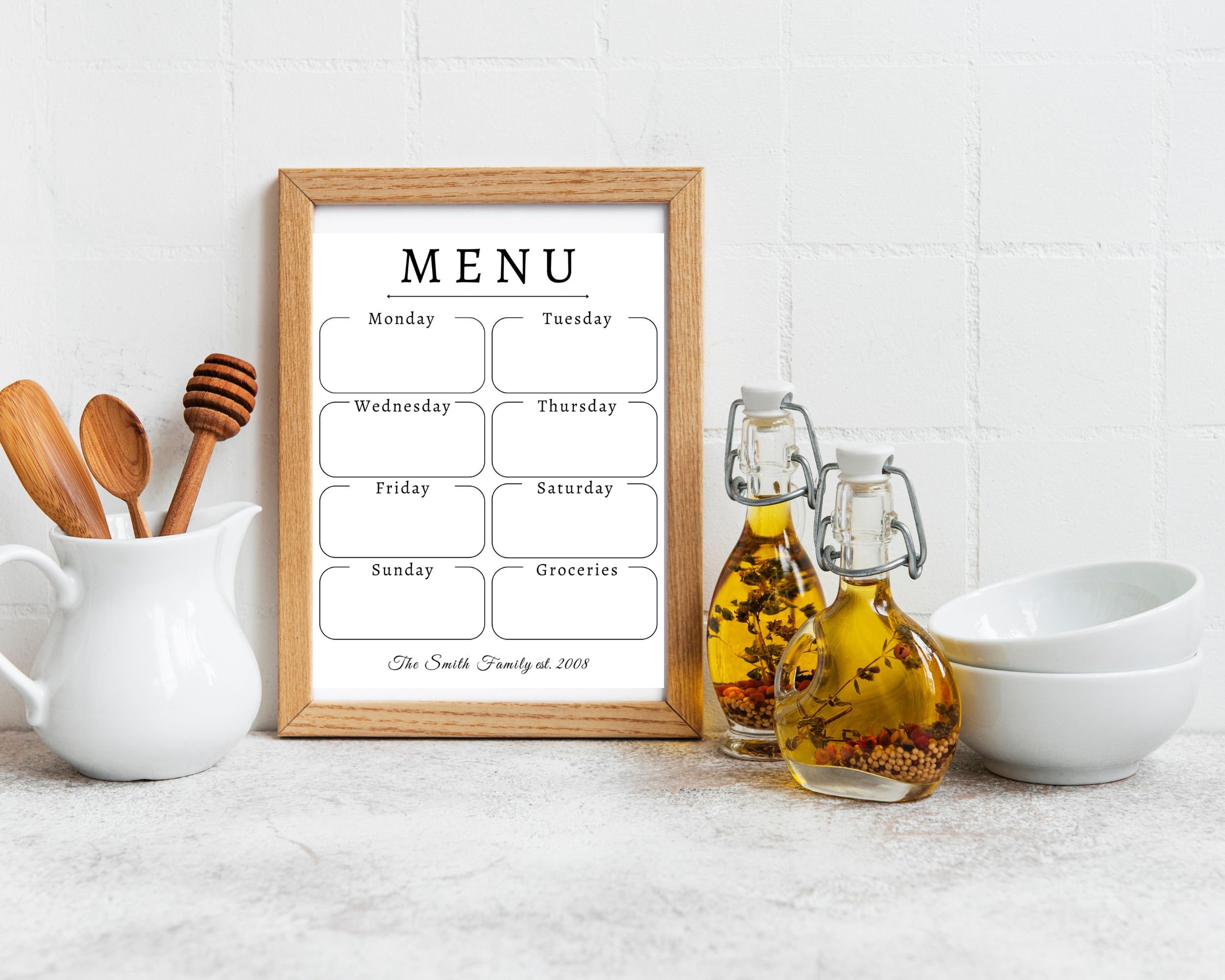Menu Meal Planner Printable Weekly Planner Instant Download Editable ...