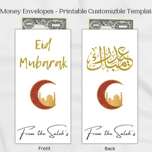 Personalized Eid Money Envelope, Printable Gift Holder for Kids, Muslim ...