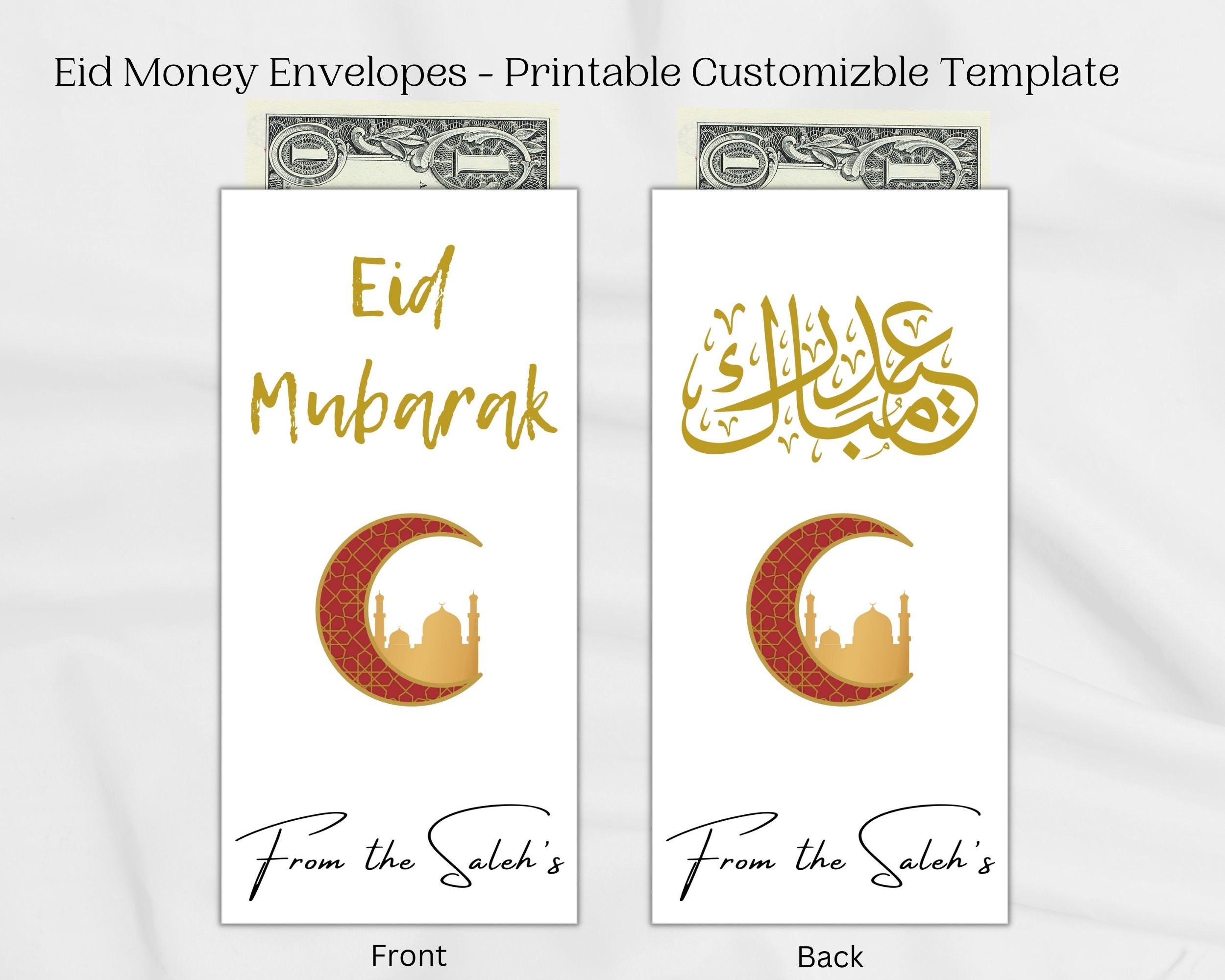 Personalized Eid Money Envelope, Printable Gift Holder for Kids, Muslim ...
