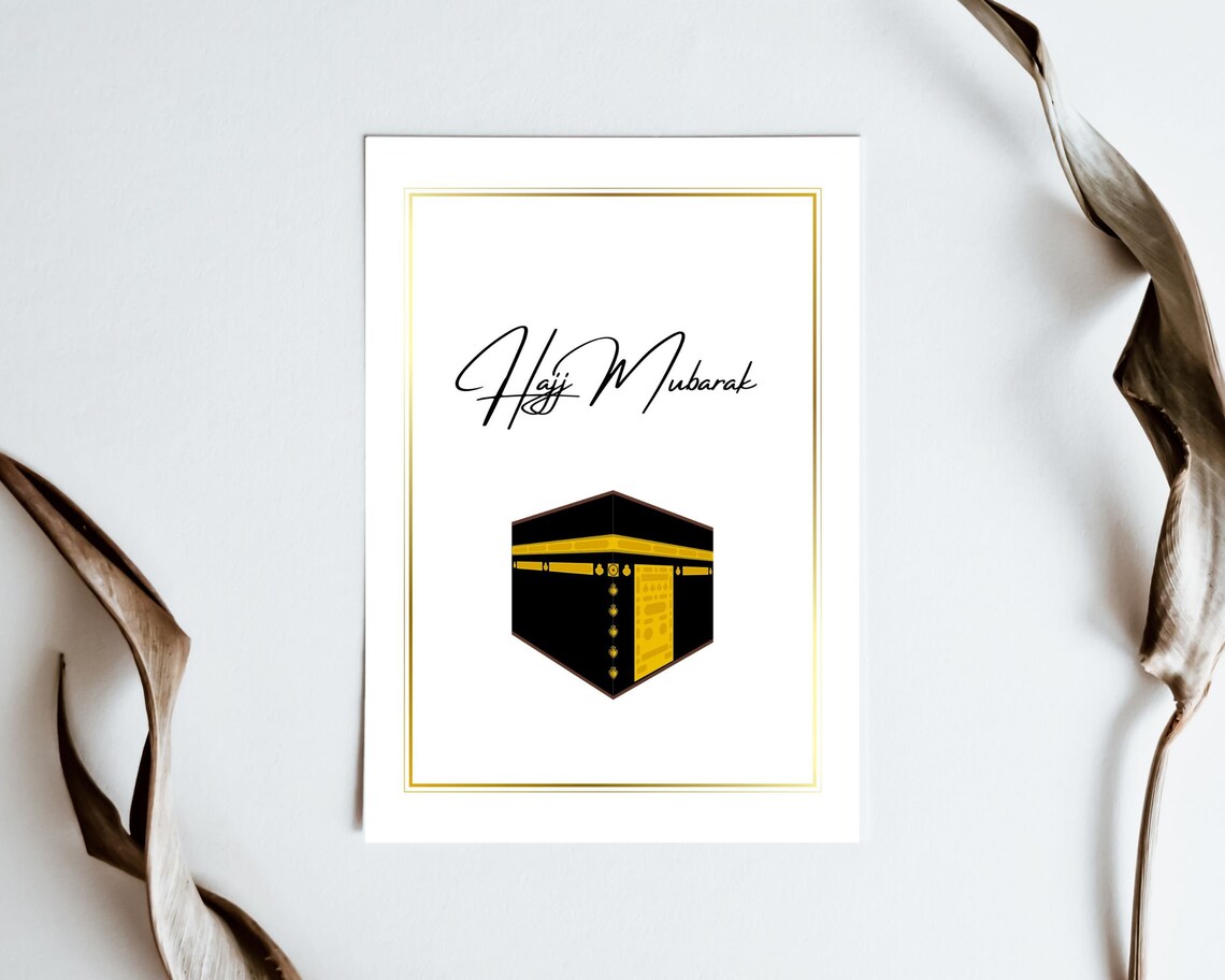 Hajj Mubarak Printable Greeting Card, Instant Download PDF, Minimalist ...
