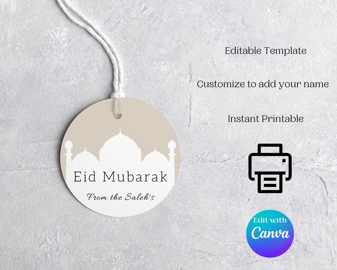 Personalized Eid Mubarak Gift Tags, Muslim Gifts for Kids, Printable ...