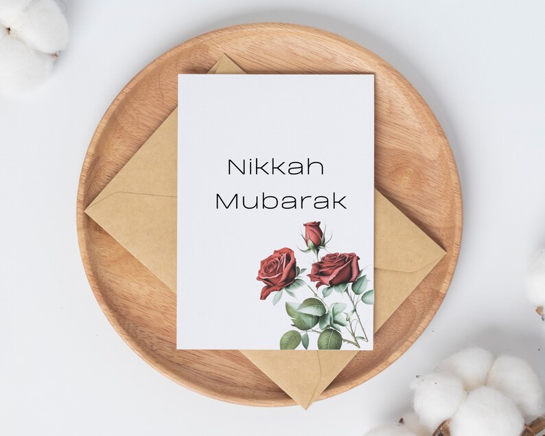 Nikkah Mubarak Printable Blank Greeting Card, Muslim Wedding Gift, Gift ...