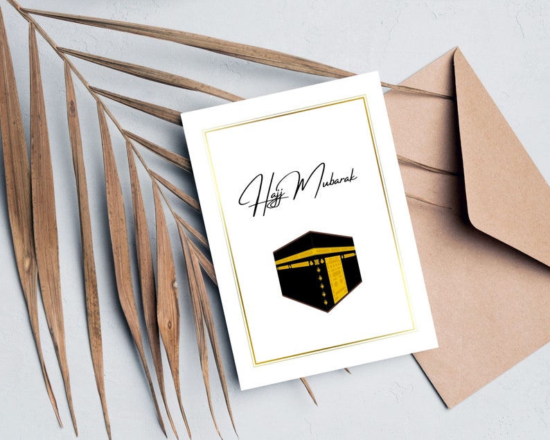 Hajj Mubarak Printable Greeting Card, Instant Download PDF, Minimalist ...