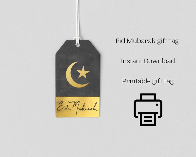 Eid Mubarak Printable Gift Tags Modern Black and Gold Favor - Etsy