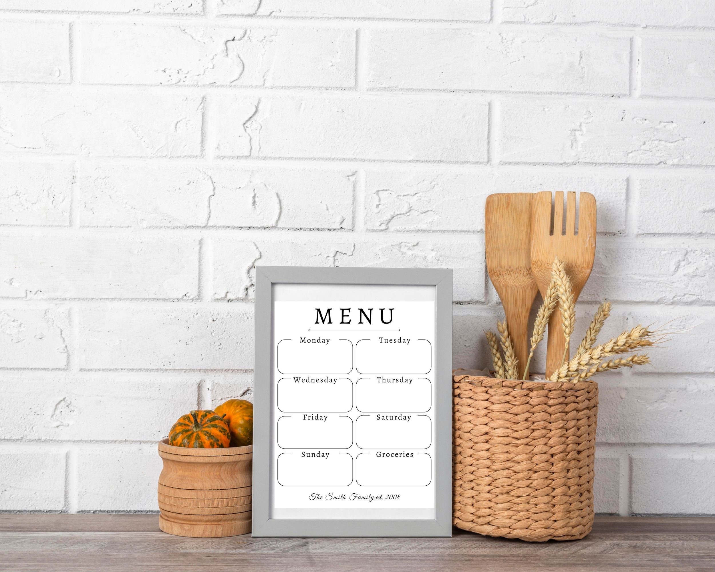 Menu Meal Planner Printable Weekly Planner Instant Download Editable ...