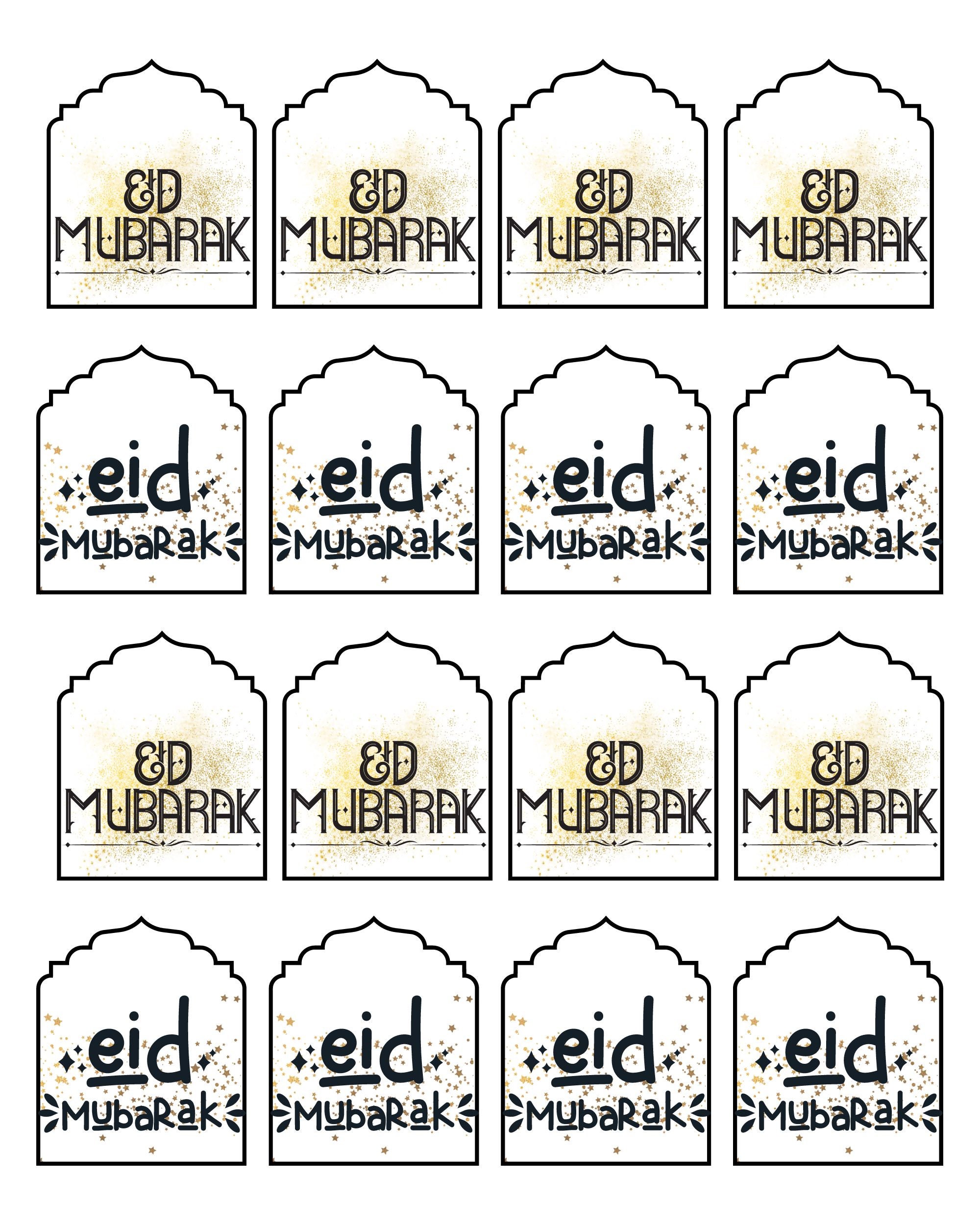 Printable Eid Mubarak Cupcake Topper, Two Style Cupcake Topper Set ...