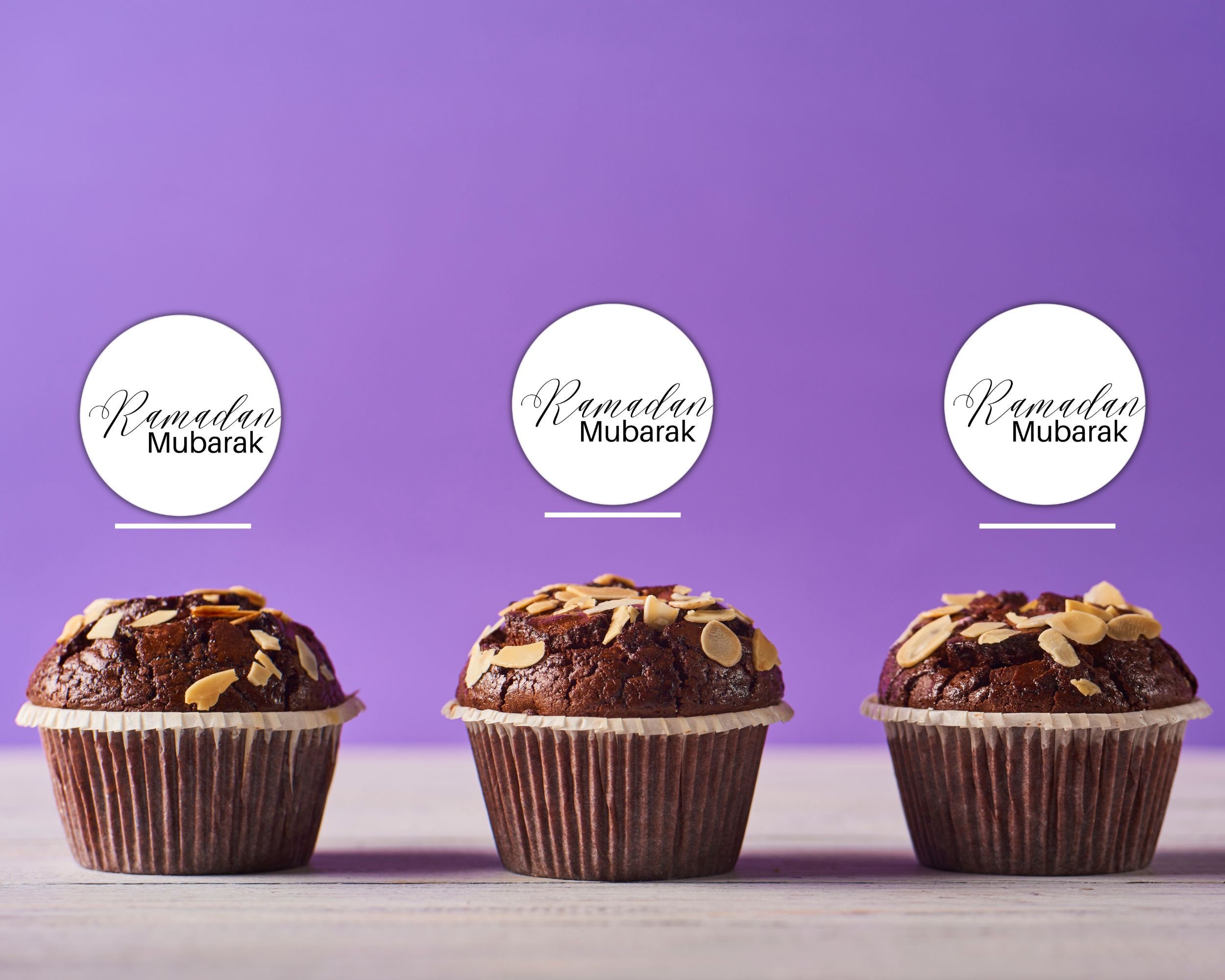 Round Ramadan Mubarak 5 X 5 Cake Topper With Matching 2 X 2 Cupcake ...