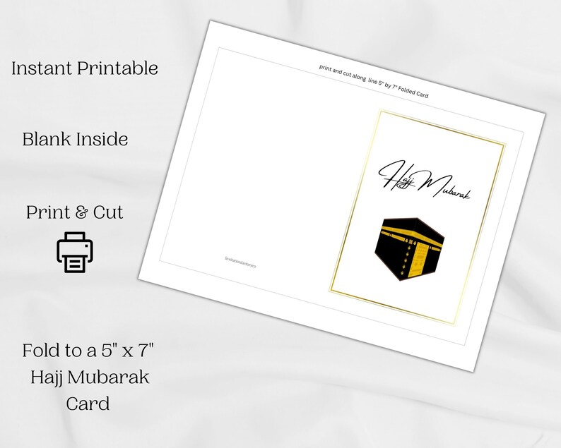 Hajj Mubarak Printable Greeting Card, Instant Download PDF, Minimalist ...