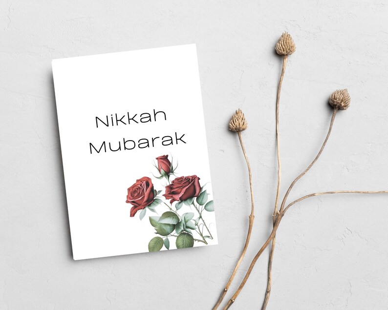 Nikkah Mubarak Printable Blank Greeting Card, Muslim Wedding Gift, Gift ...
