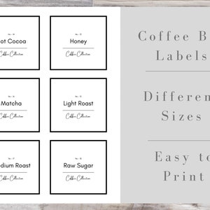 Printable Coffee Bar Labels, Customizable Labels, 5 Label Sizes ...