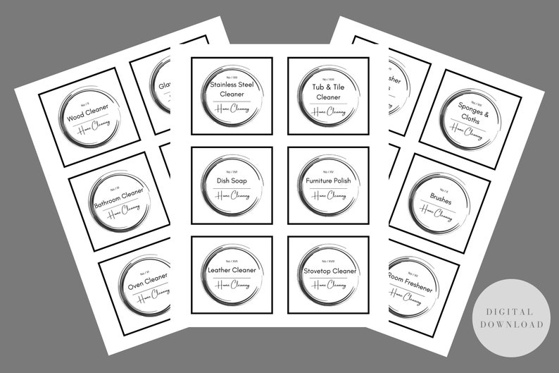 Cleaning Label Template Bundle, Printable Cleaning Labels, Personalized ...