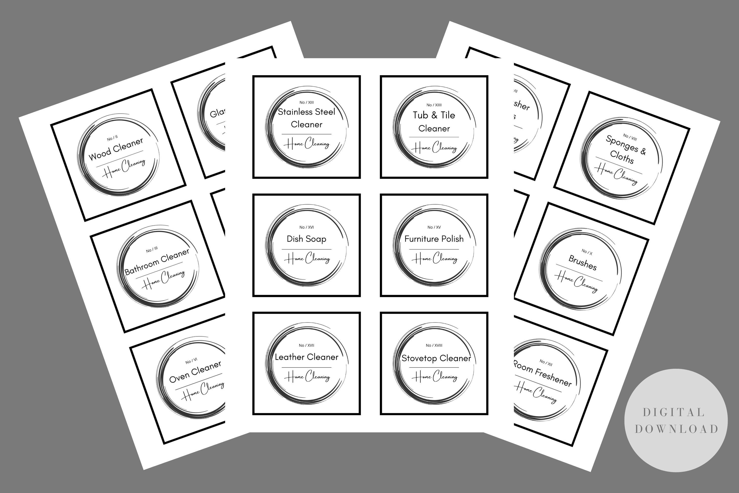 Cleaning Label Template Bundle, Printable Cleaning Labels, Personalized ...