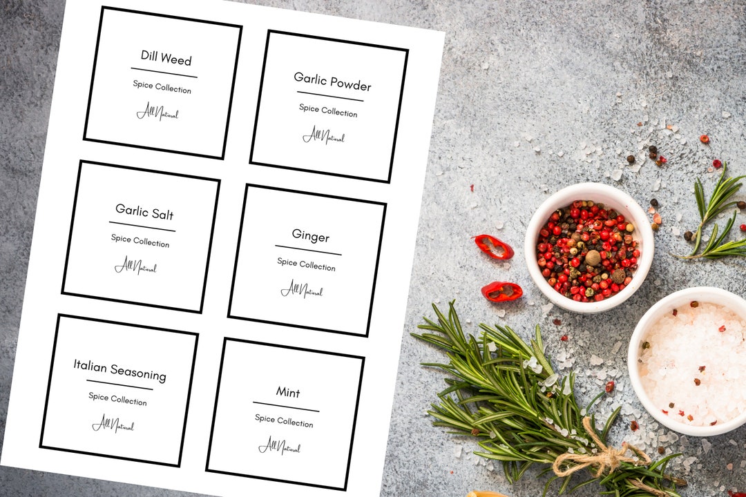 Printable Kitchen Spice Labels, Custom Spice Labels, 5 Label Sizes ...