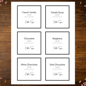 Printable Coffee Syrup Labels: 5 Sizes, Mystic Design (editable ...